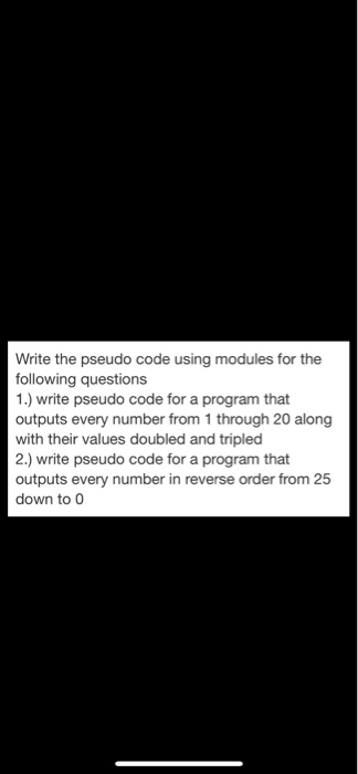 Solved Write the pseudo code using modules for the following | Chegg.com