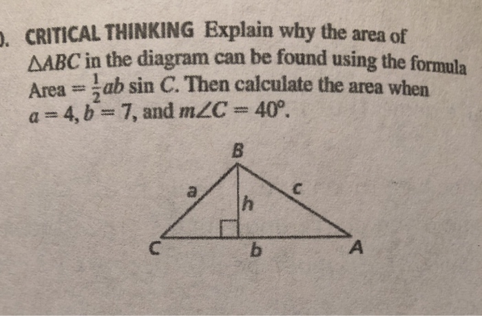 Solved CRITICAL THINKING Explain why the area of AABC in the | Chegg.com