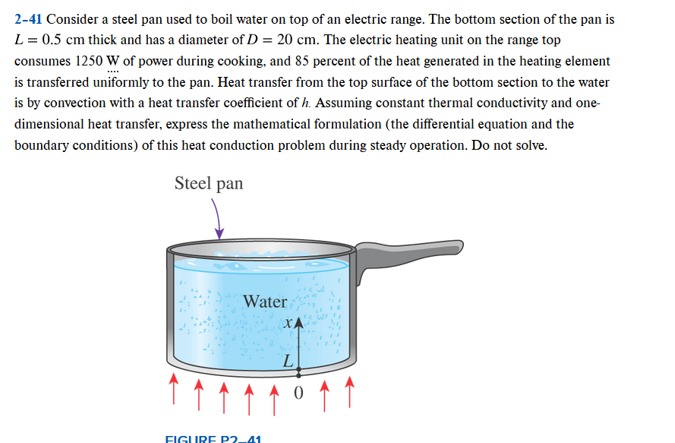 Solved 2-41 ﻿Consider a steel pan used to boil water on top | Chegg.com