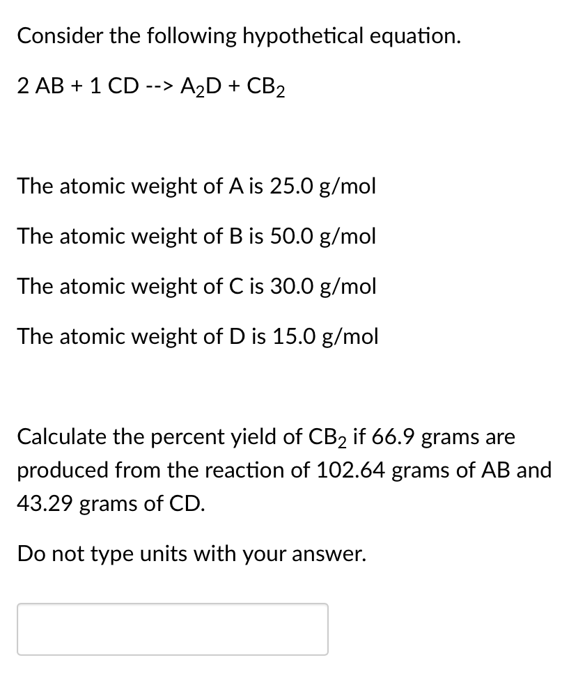 Solved Consider the following hypothetical equation. | Chegg.com