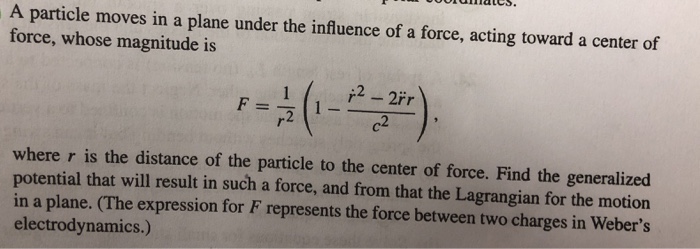 Solved A particle moves in a plane under the influence of a | Chegg.com