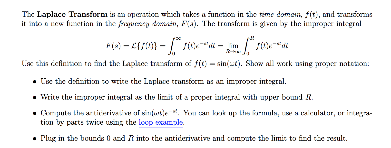 Solved The Laplace Transform is an operation which takes a | Chegg.com
