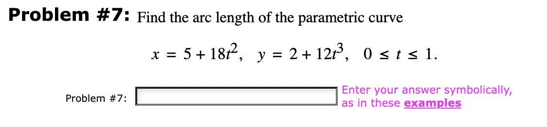 Solved Problem \#7: Find the arc length of the parametric | Chegg.com