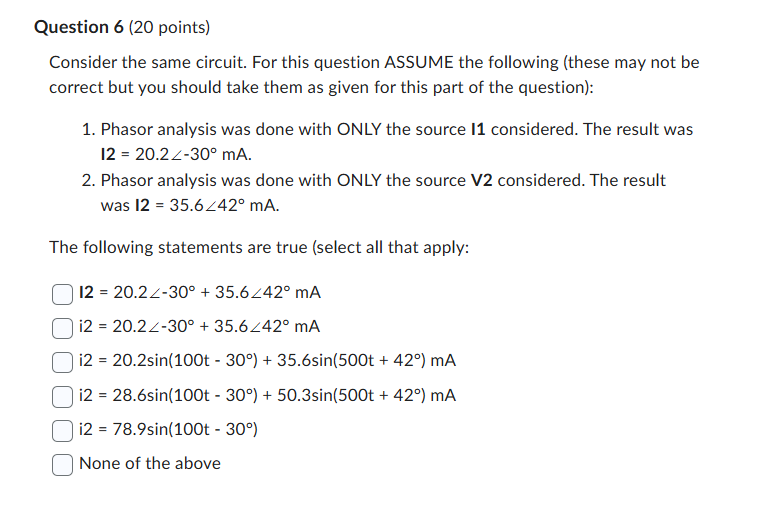Solved Question 6 (20 ﻿points)Consider the same circuit. For | Chegg.com