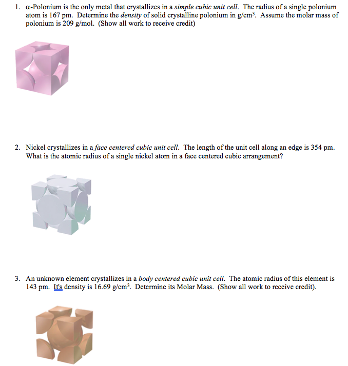 Solved 1. a-Polonium is the only metal that crystallizes in | Chegg.com