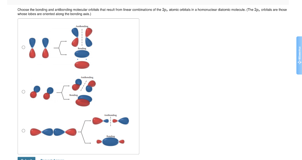Solved Choose The Bonding And Antibonding Molecular Orbitals