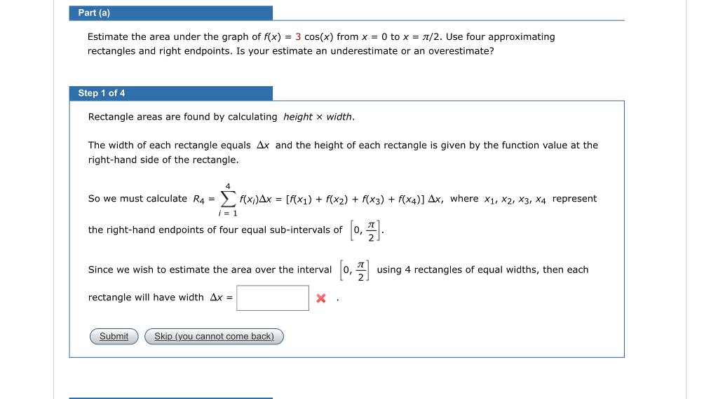 Solved Part (a) Estimate the area under the graph of f(x) = | Chegg.com