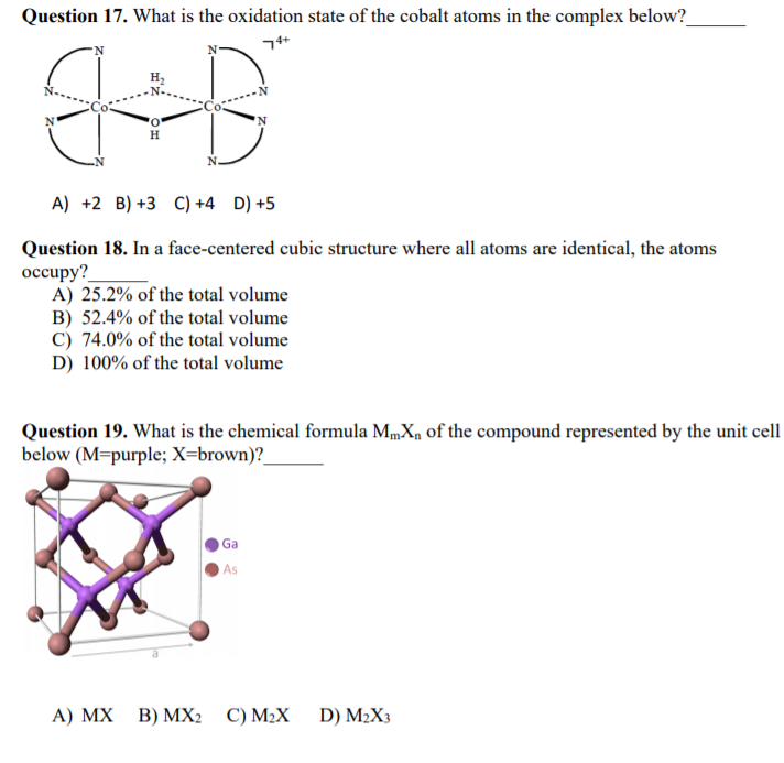 Solved Inorganic questions about oxidation state, face | Chegg.com