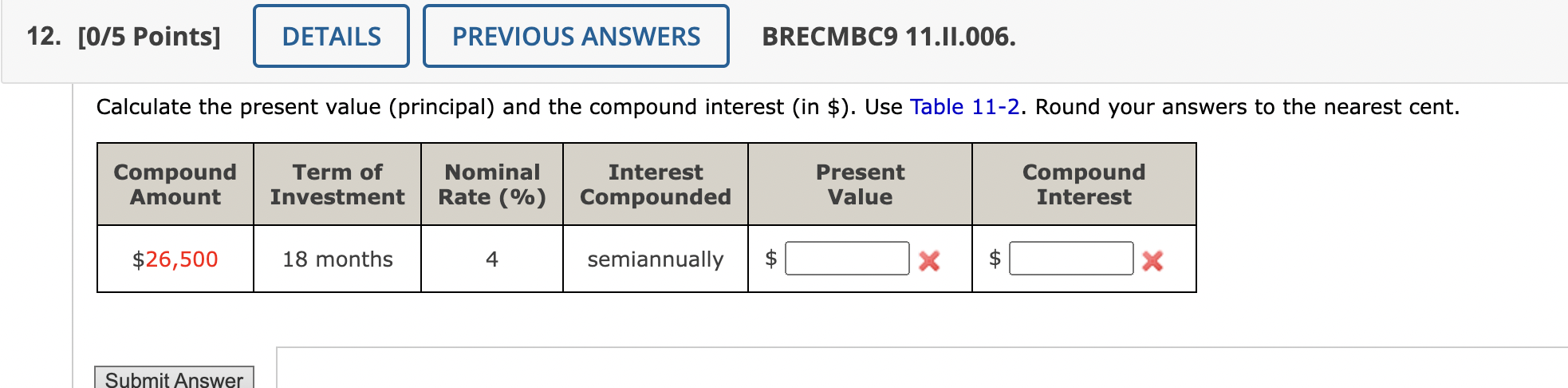 Solved 12. [0/5 Points ] DETAILS PREVIOUS ANSWERS BRECMBC9 | Chegg.com