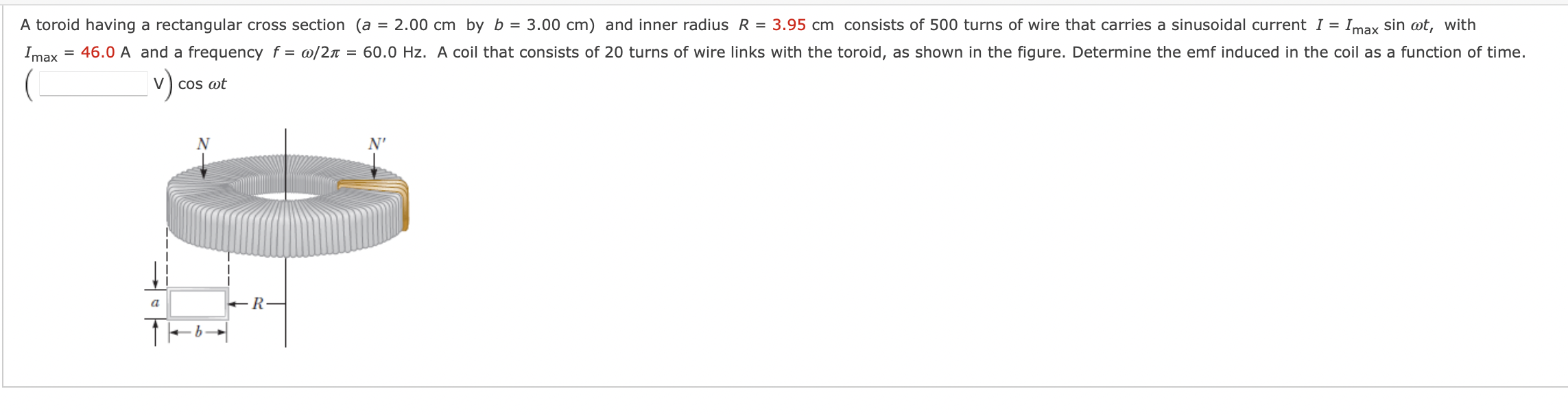 Solved A toroid having a rectangular cross section (a = 2.00 | Chegg.com