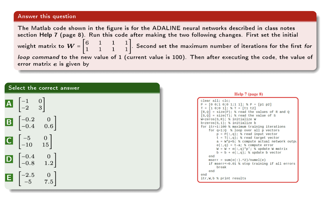Solved Answer this question The Matlab code shown in the | Chegg.com