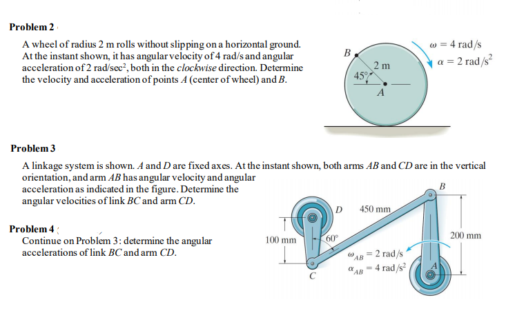 Solved Problem 2 A wheel of radius 2 m rolls without | Chegg.com