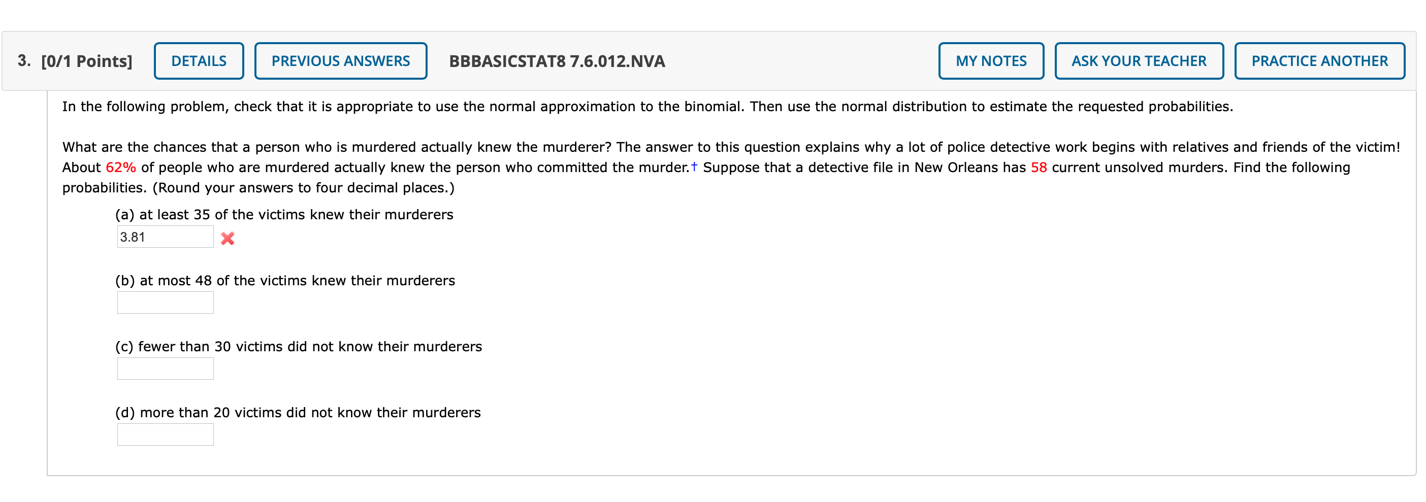 Solved 3. [0/1 Points] DETAILS PREVIOUS ANSWERS BBBASICSTAT8 | Chegg.com