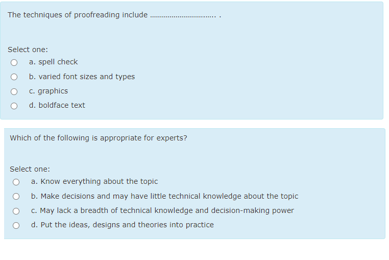 Solved The techniques of proofreading include Select one: a. | Chegg.com