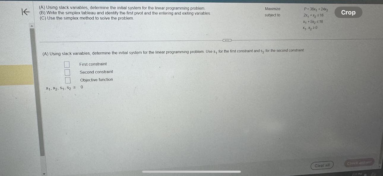 Solved A using Slack Variables Determine The Initial 3531