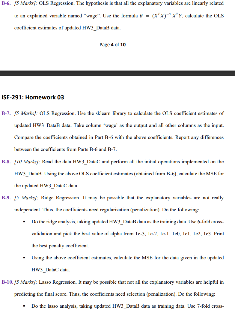 Solved B-6. [5 Marks]: OLS Regression. The hypothesis is | Chegg.com