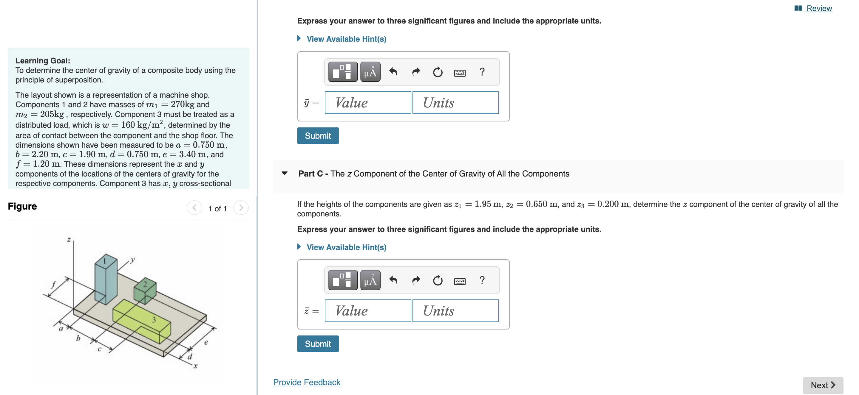 Solved Part A - The x Component of the Center of Gravity of | Chegg.com