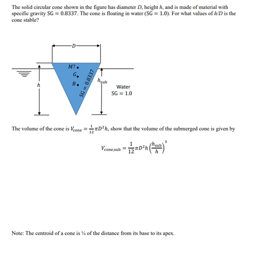 Solved The solid circular cone shown in the figure has | Chegg.com