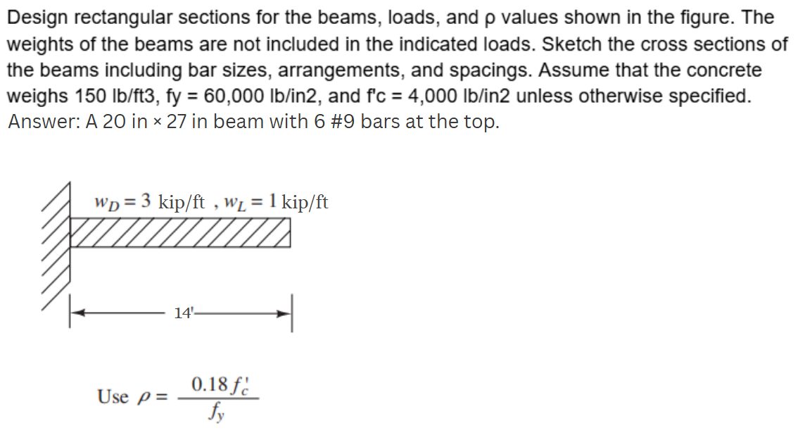 Design rectangular sections for the beams, loads, and | Chegg.com
