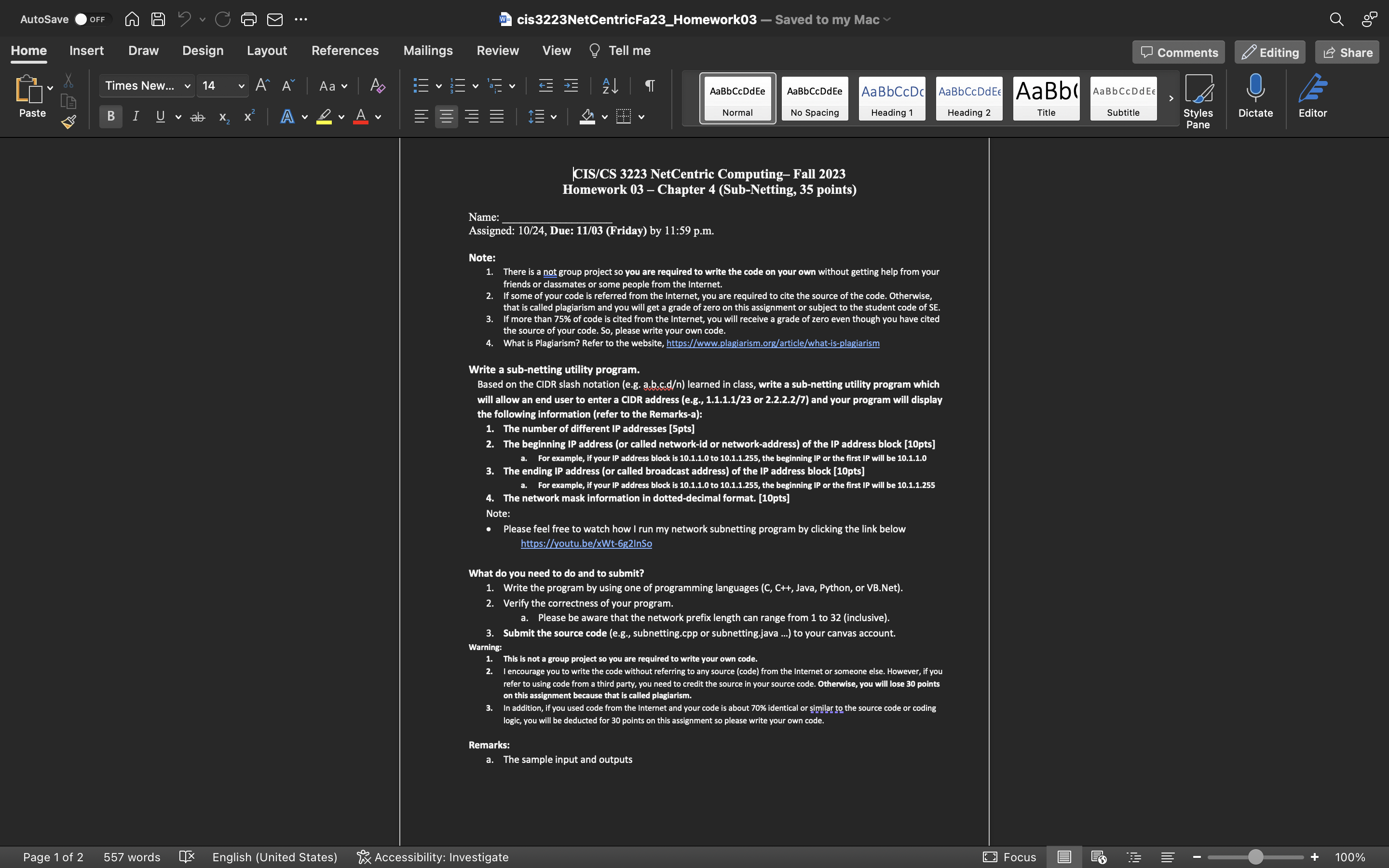CIS/CS 3223 NetCentric Computing- Fall 2023 Homework | Chegg.com