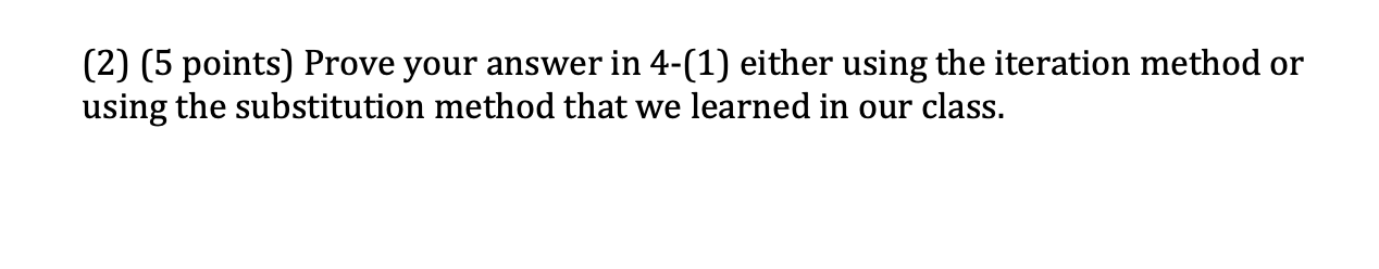 Solved (10 points) Solving Recurrences (1) (5 points) Find a | Chegg.com