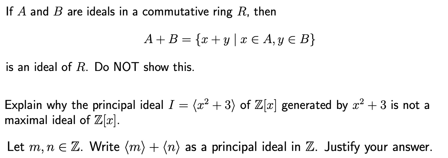Solved If A and B are ideals in a commutative ring R, then | Chegg.com