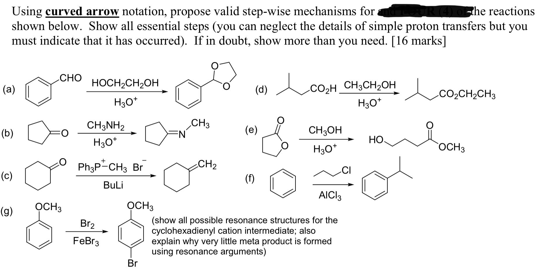 Solved Using curved arrow notation, propose valid step-wise | Chegg.com