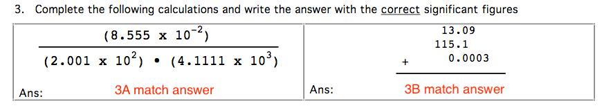 Solved 3. Complete the following calculations and write the | Chegg.com