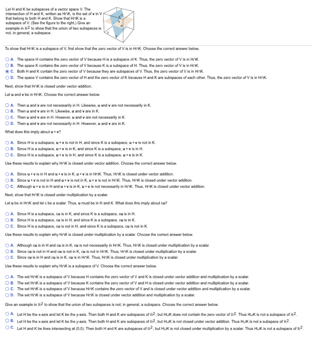 Solved Let H And K Be Subspaces Of A Vector Space V The