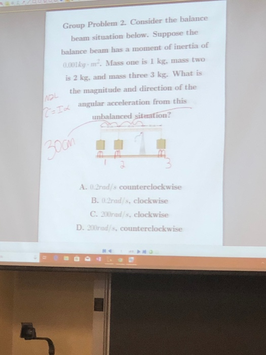 Group Problem 2. Consider the balance beam situation | Chegg.com