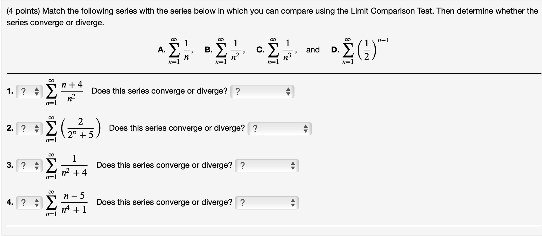 Solved (4 points) Match the following series with the series | Chegg.com
