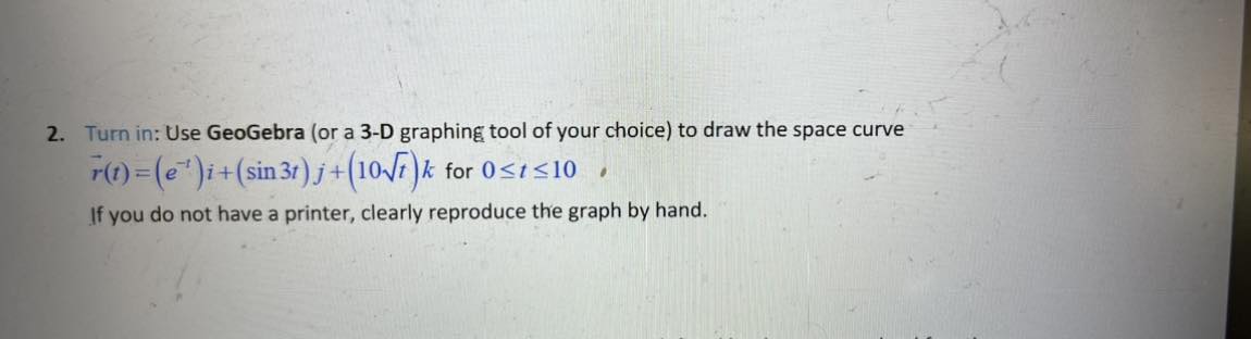 Solved 2. Turn in: Use GeoGebra (or a 3-D graphing tool of | Chegg.com