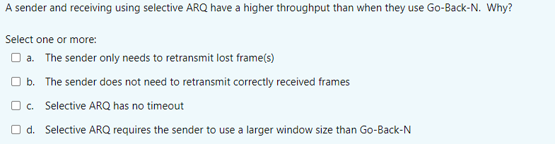 Solved A sender and receiving using selective ARQ have a | Chegg.com
