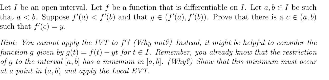 Solved Let I be an open interval. Let f be a function that | Chegg.com