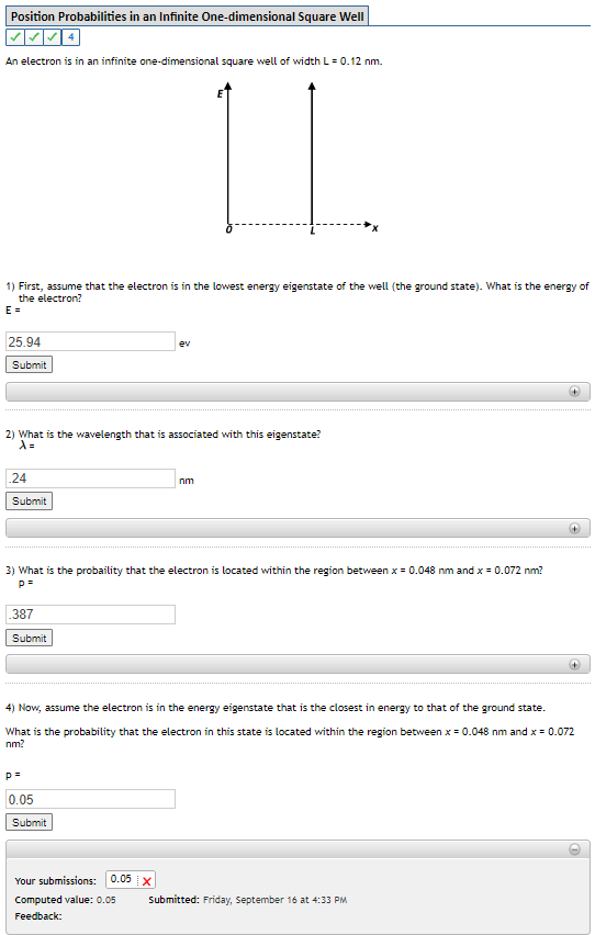 Solved An Electron Is In An Infinite One Dimensional Square