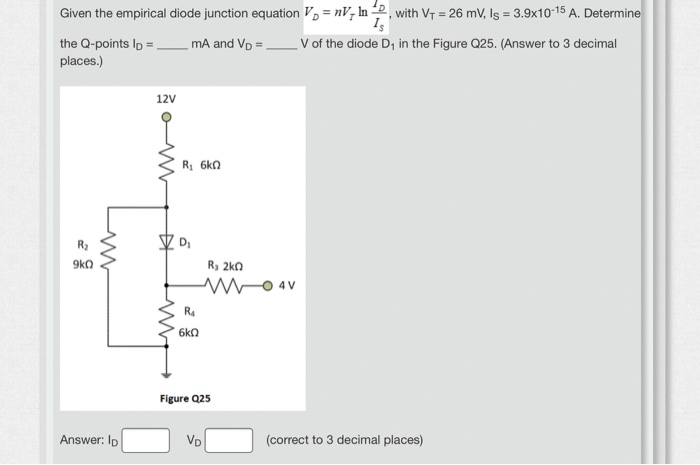 Solved Find the Q-points l mA and V V of the diode D4 in the | Chegg.com