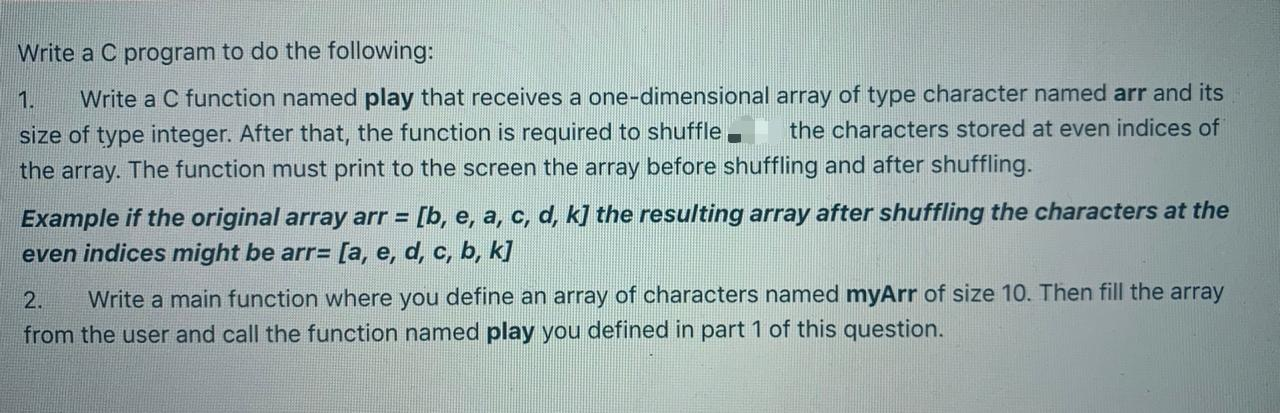 Solved Write a C program to do the following: 1. Write a C | Chegg.com