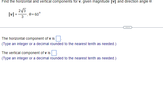 Solved Find the horizontal and vertical components for v, | Chegg.com