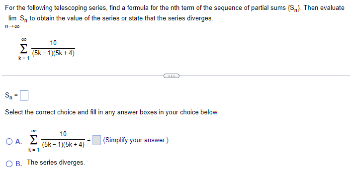 Solved For the following telescoping series, find a formula | Chegg.com