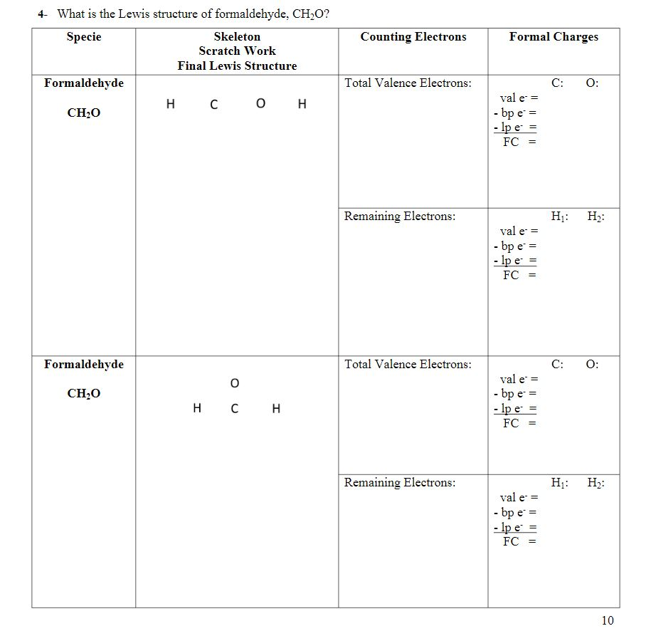 Solved Counting Electrons Formal Charges 4- What is the | Chegg.com