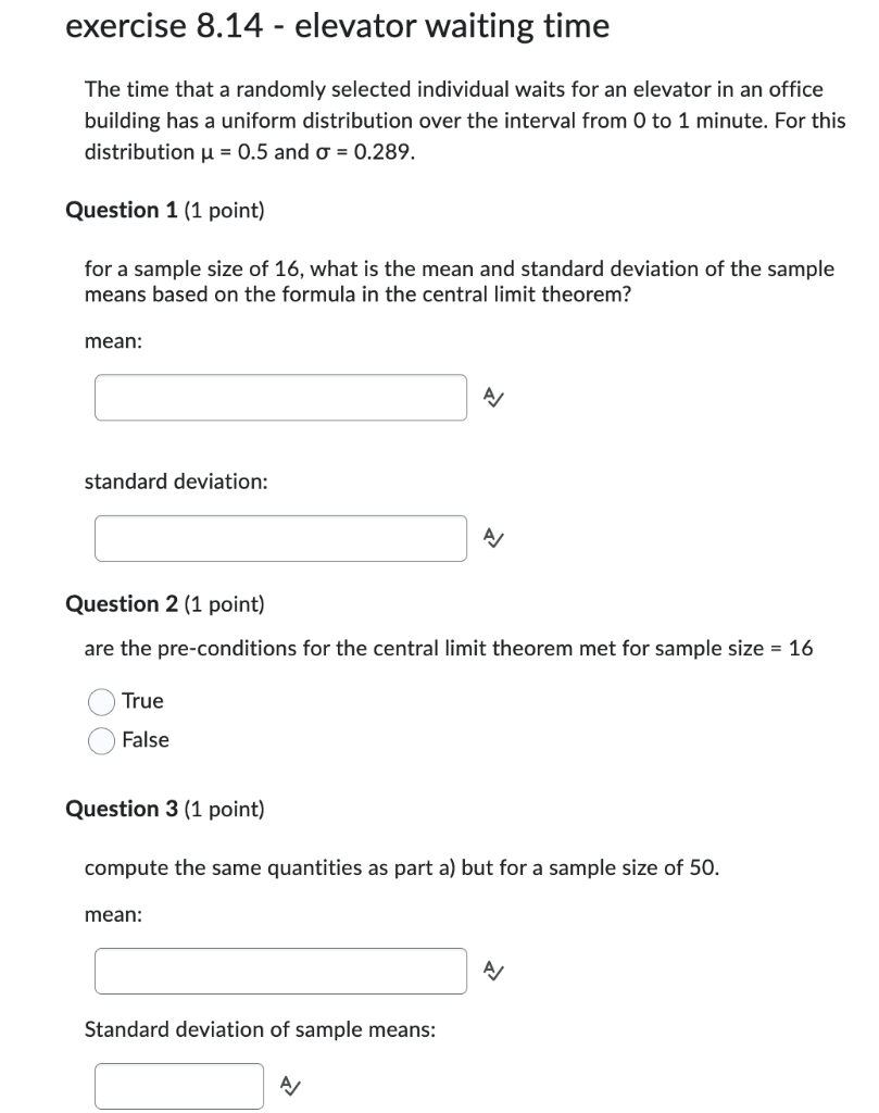 Solved exercise 8.14 - elevator waiting time The time that a | Chegg.com