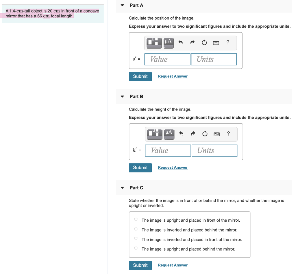 Solved Part A A 1.4-cm-tall object is 20 cm in front of a | Chegg.com