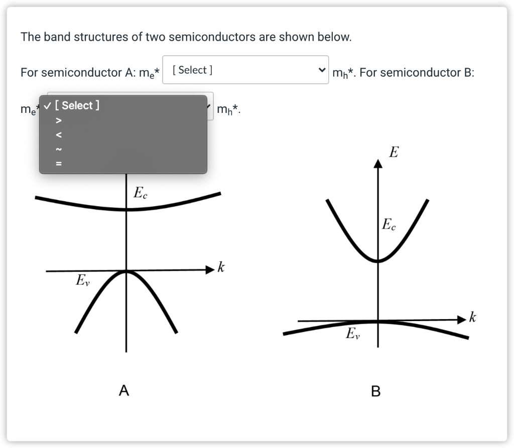 Solved The band structures of two semiconductors are shown | Chegg.com