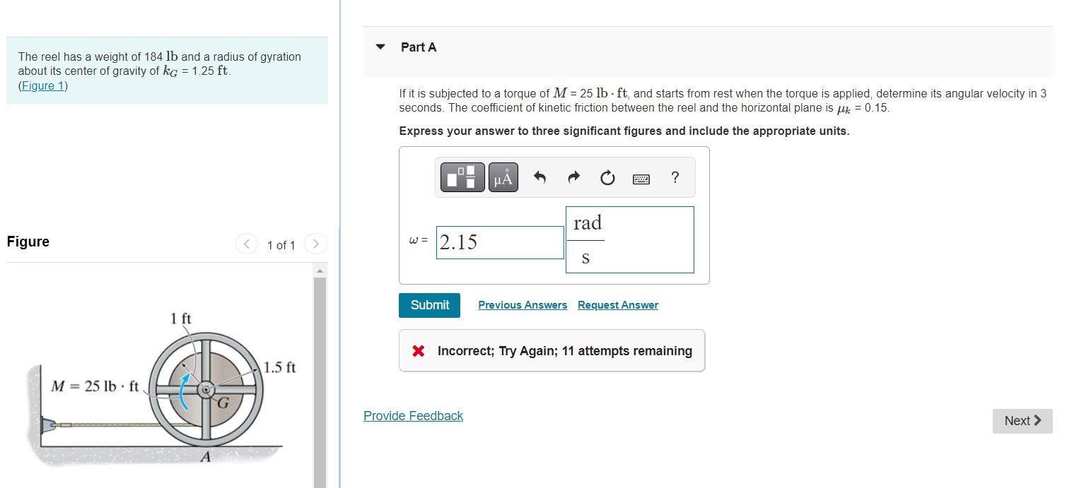 Solved The reel has a weight of 184lb and a radius of | Chegg.com