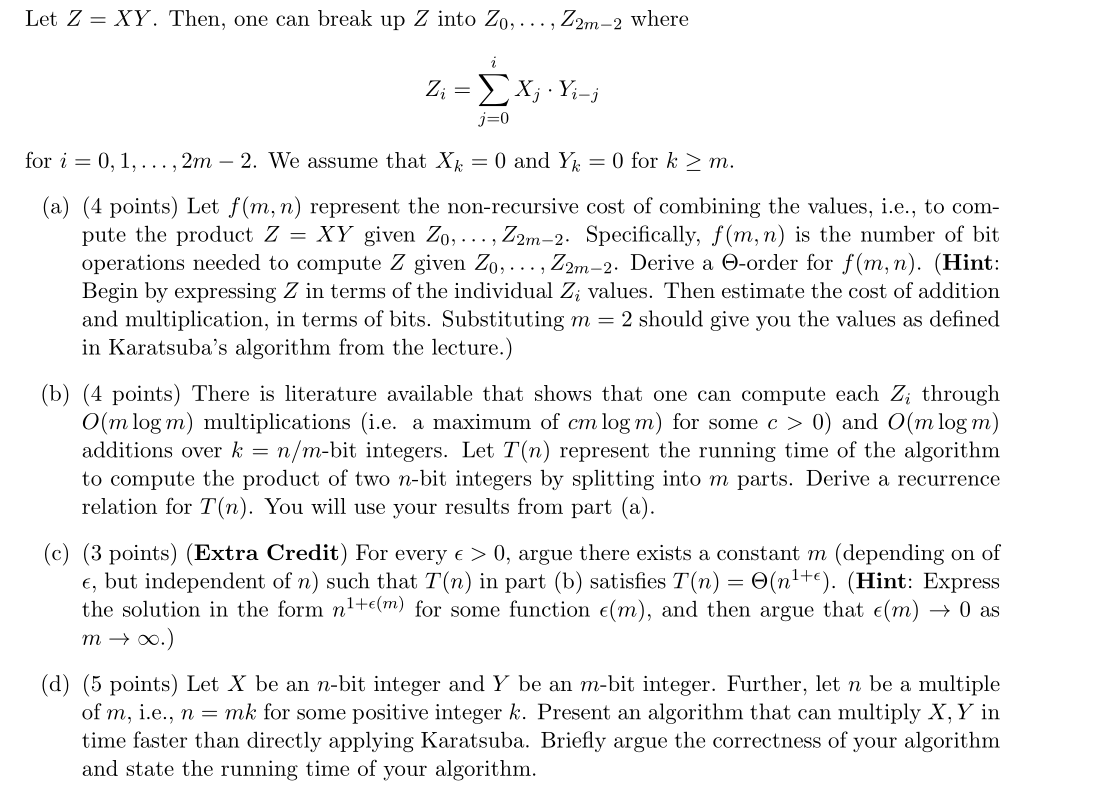 Solved Problem 3-2 (More on Karatsuba) 13+3 points In the | Chegg.com