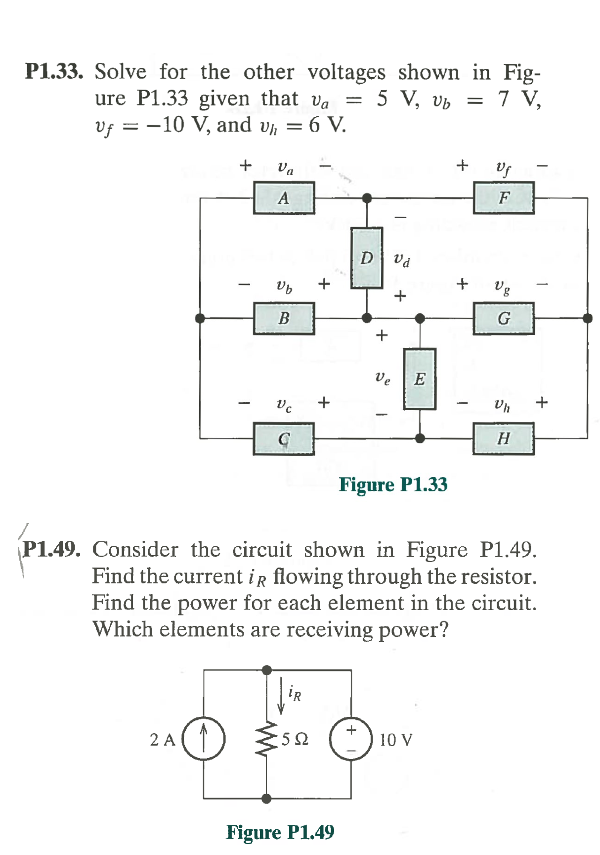 Solved P1.33. Solve for the other voltages shown in Figure | Chegg.com