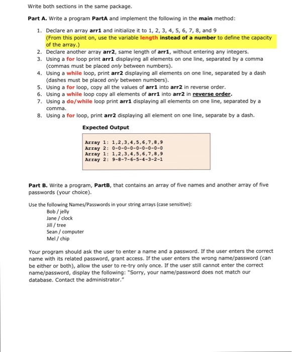 Solved Write both sections in the same package. Part A. | Chegg.com