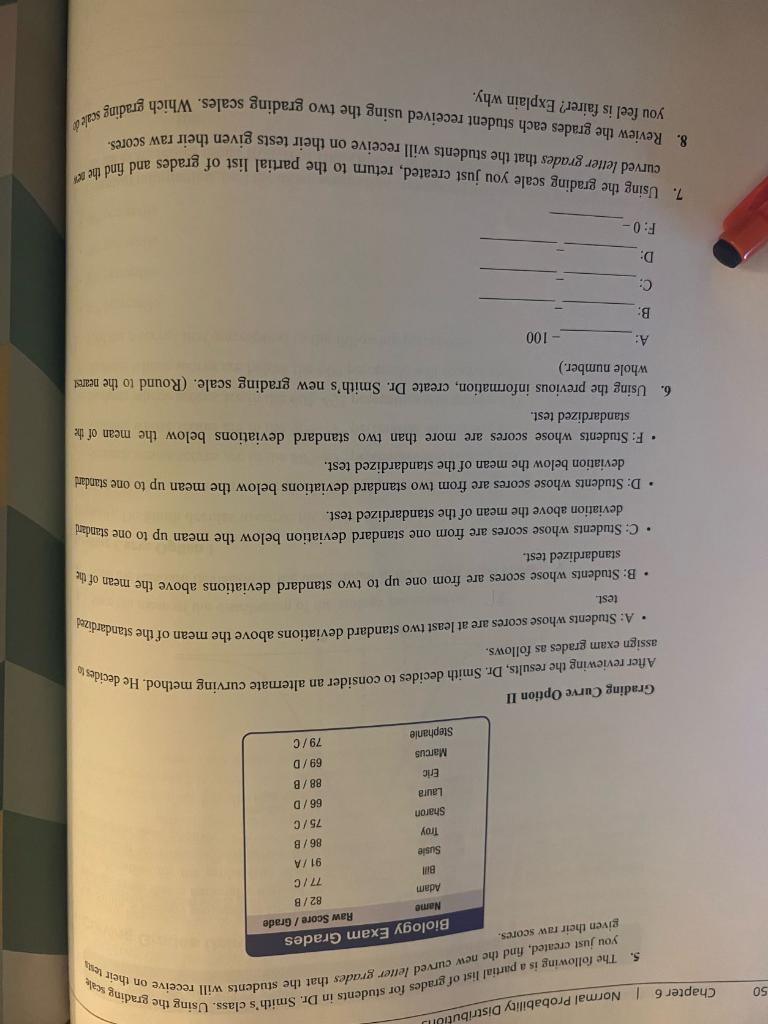 Solved Curving Grades Using a Normal Distribution Dr. Smith, | Chegg.com