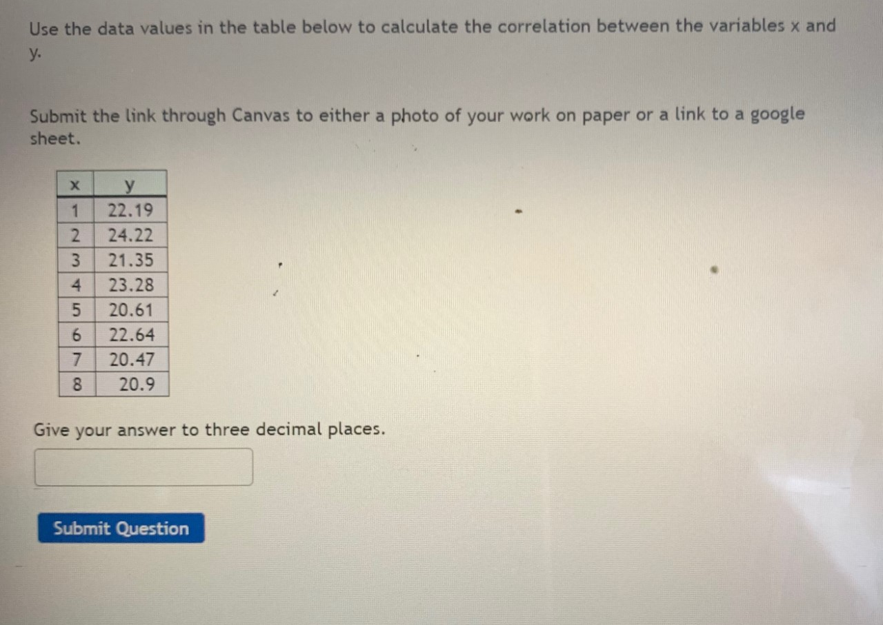 Solved Use the data values in the table below to calculate | Chegg.com
