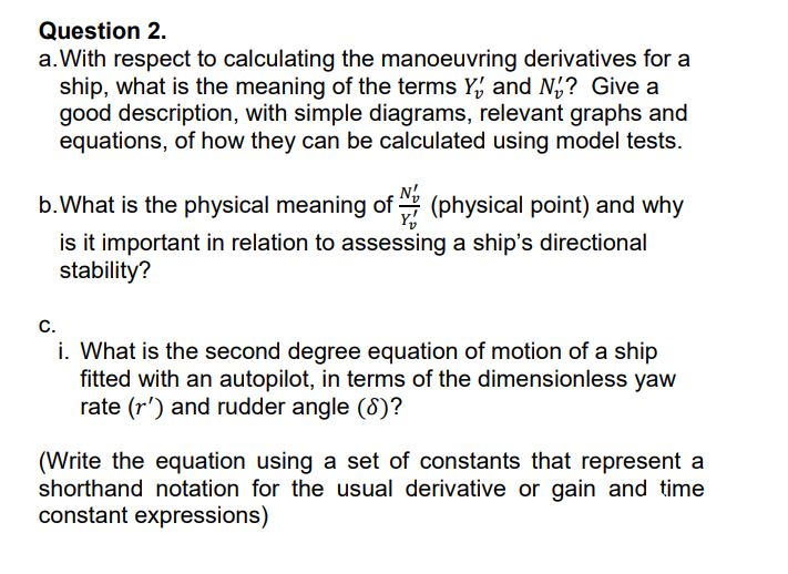 Practice Question Ship Hydrodynamics, Topic: | Chegg.com